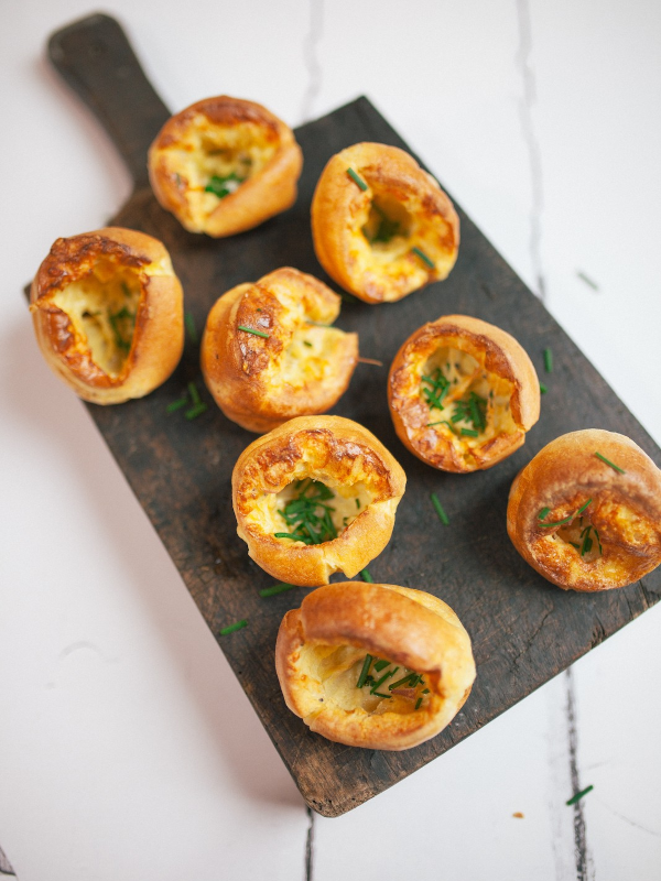 Beef dripping cheesy Yorkshire puddings