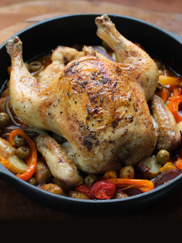 Italian roast chicken with peppers & olives