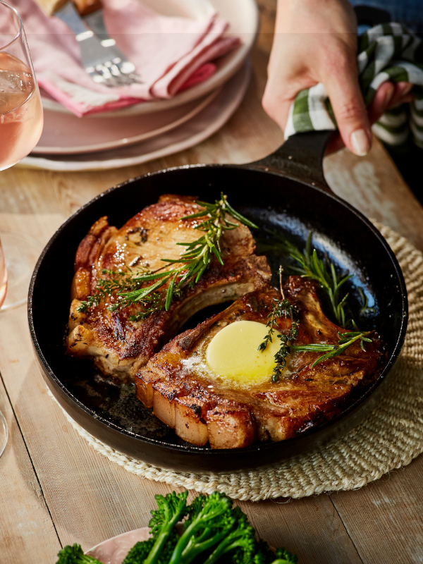 Pork rib chops with creamy caper sauce